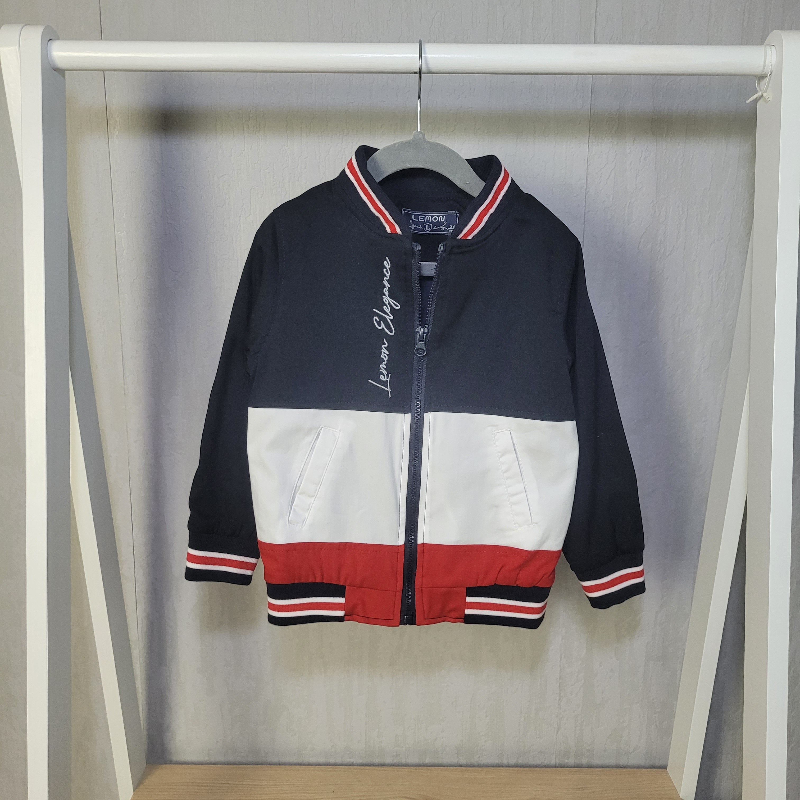 Boys Navy, White and Red Jacket – Jam and Thread